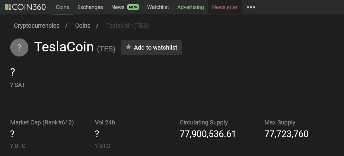 Avis Tesla Coin (TES) – Est-ce une arnaque